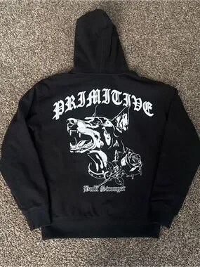 Primitive | Tops | Primitive Black Hoodie With White Doberman And Rose ...